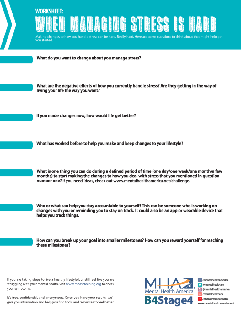 Worksheet - When Managing Stress is Hard - Integral Care